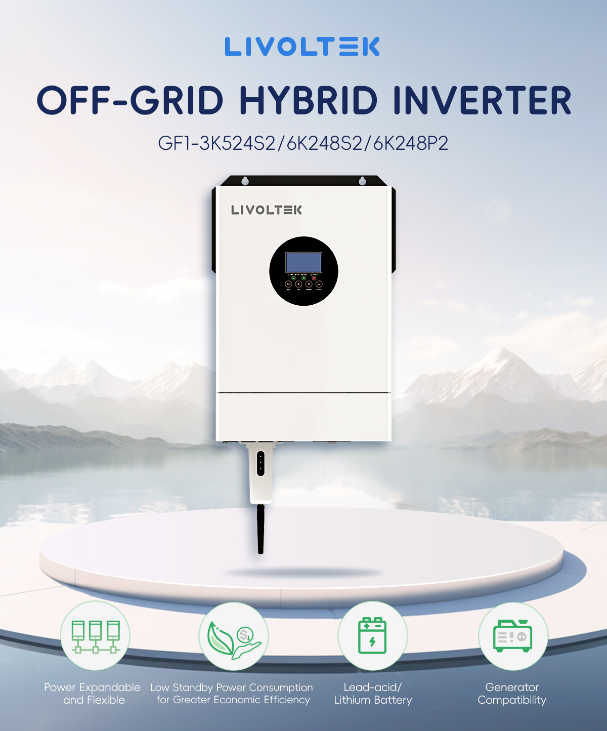 Off Grid Inverter 6.2kW Single Phase (Dual Output) - Livoltek